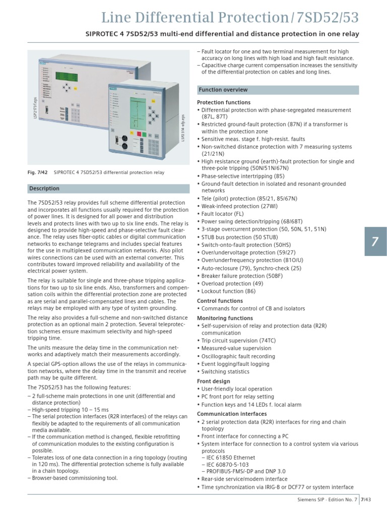 7sd52 53 Catalog Sip E7 | PDF | Relay | Network Topology