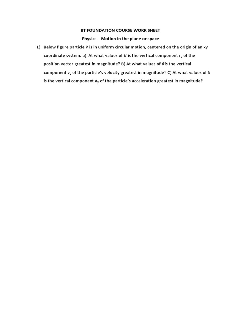 Iit Foundation Course Work Sheet | PDF