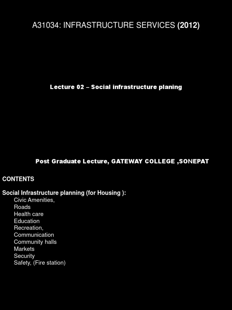 Lecture2 - Social Infrastructure Planning | PDF | Gujarat | Infrastructure