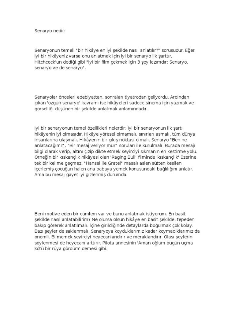 Senaryo Nedir, Nasil Yazilir | PDF