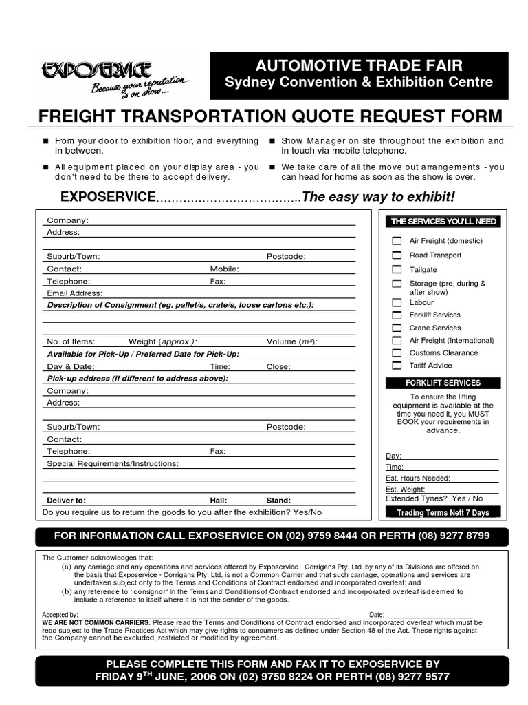 Freight Transportation Form 2 | PDF | Contractual Term | Industries