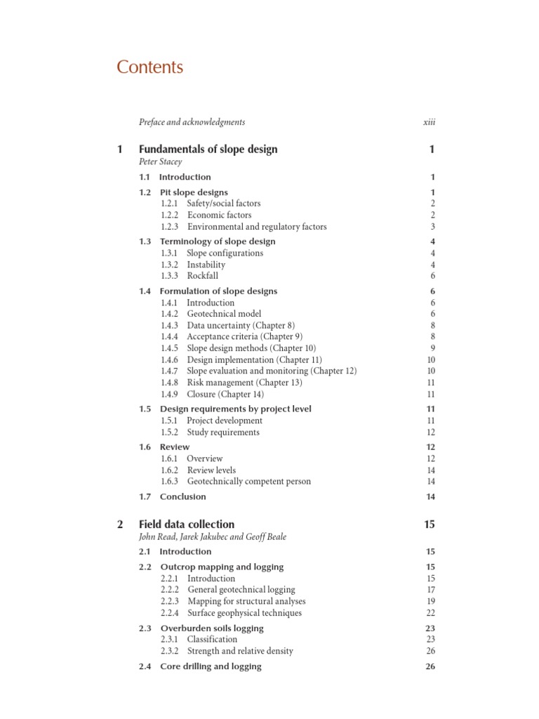 Open Pit Slope Design Contents | PDF