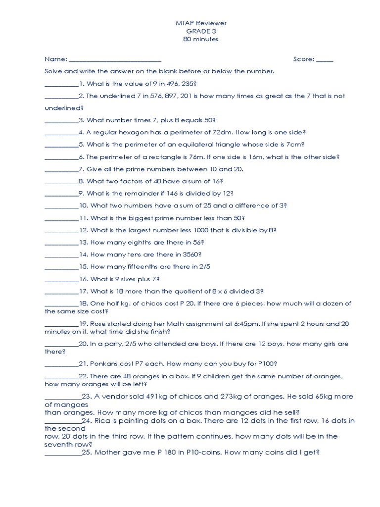 MTAP Reviewer 3.docx | Elementary Geometry | Mathematics