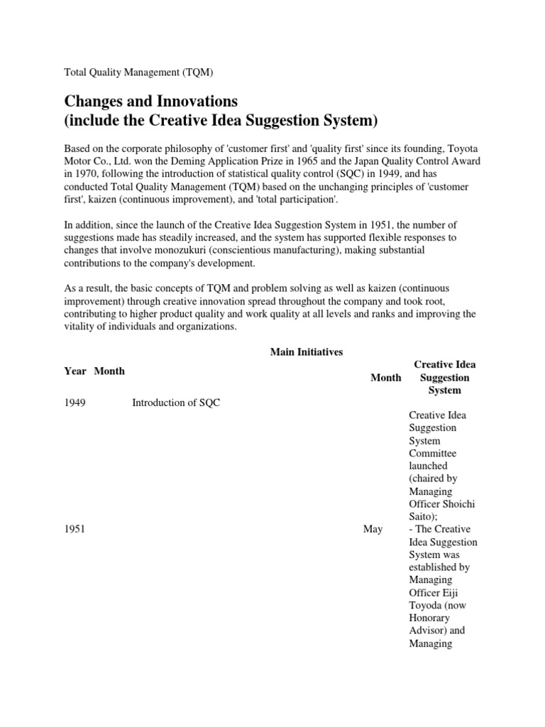 Toyota Kaizen | Toyota | Quality Management