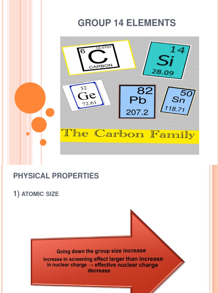 Group 14 Elements: Properties & Uses | PDF | Oxide | Covalent Bond