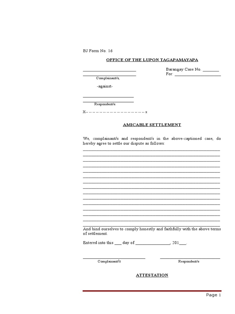 (A-22) Amicable Settlement Sample | PDF