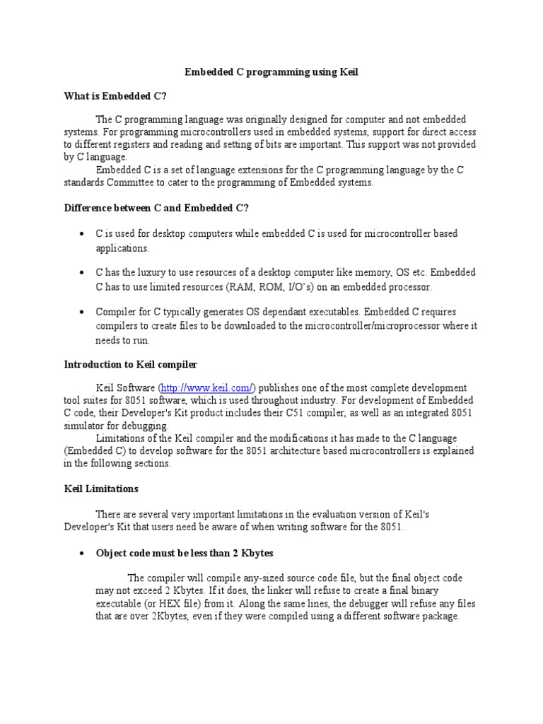 Embedded C Programming For 8051 Using Keil