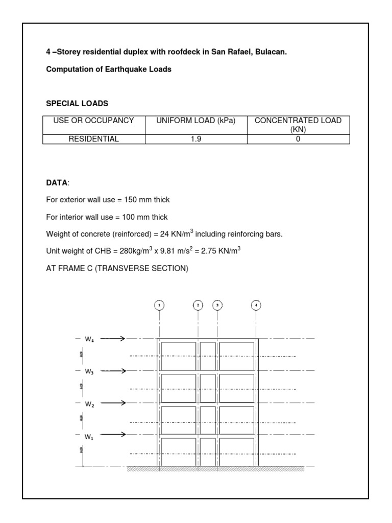 Earthquake Load Analysis for Duplex | PDF