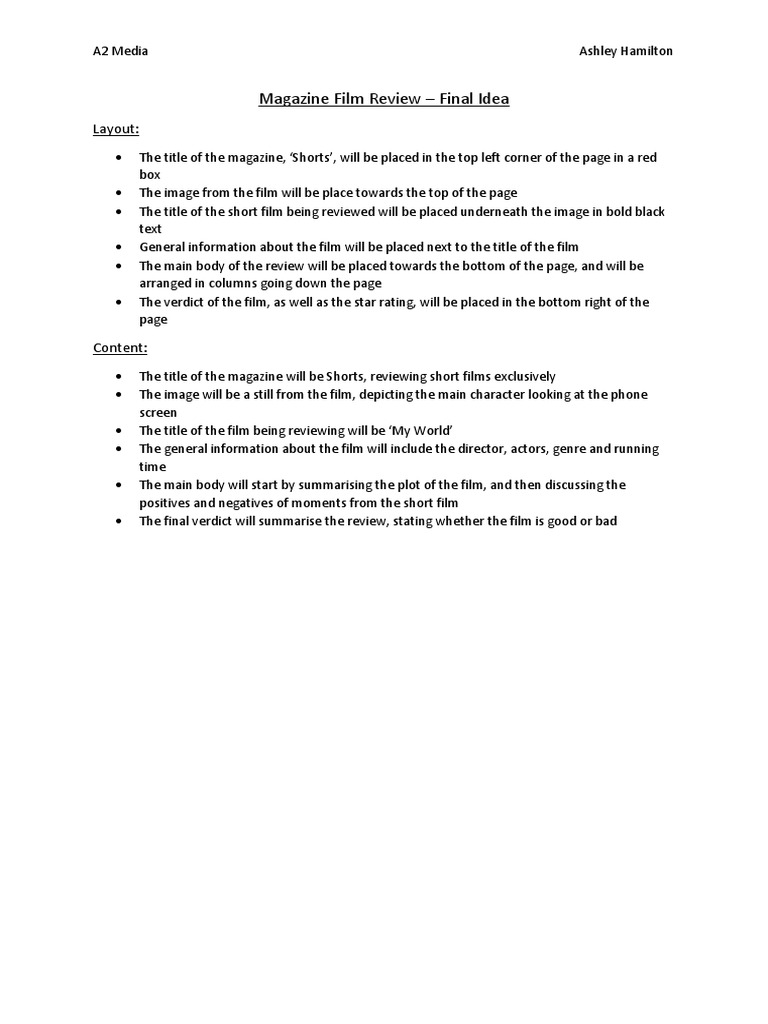 Magazine Film Review - Final Idea | PDF | Mass Media