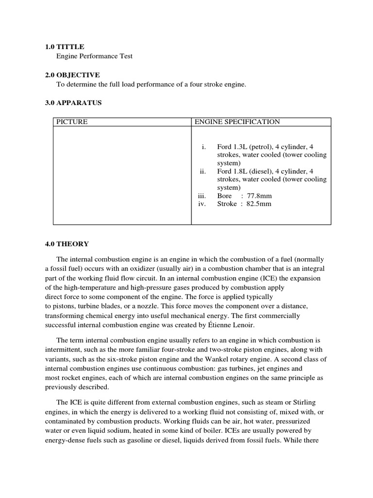 Engine Performance Test | PDF | Internal Combustion Engine | Vehicle Parts