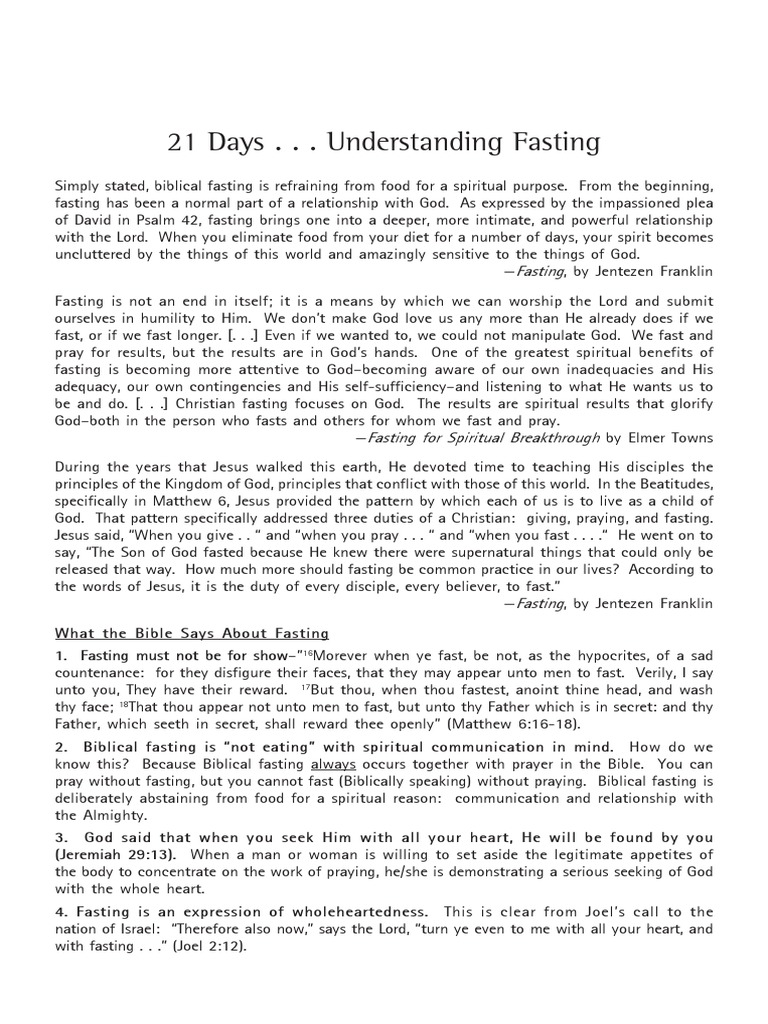 21 Days - . - Understanding Fasting | PDF | Fasting | Fruit