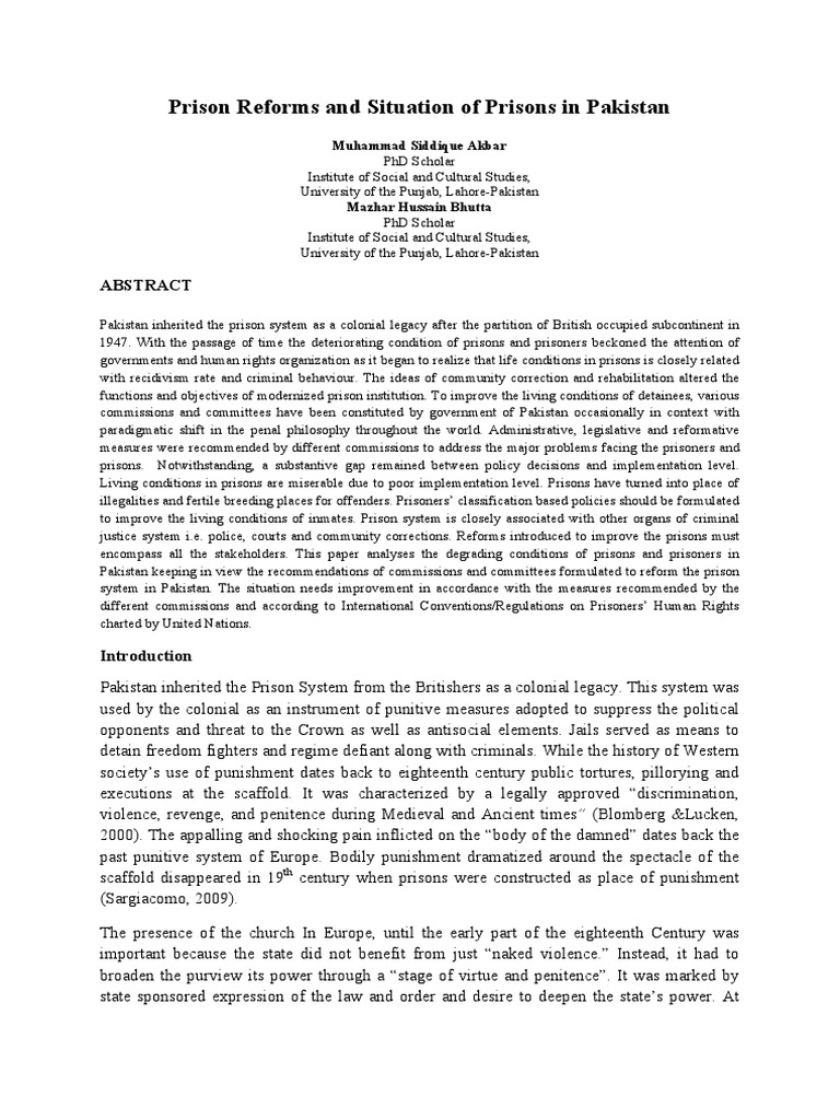 Prison Reforms | PDF | Remand (Detention) | Prison