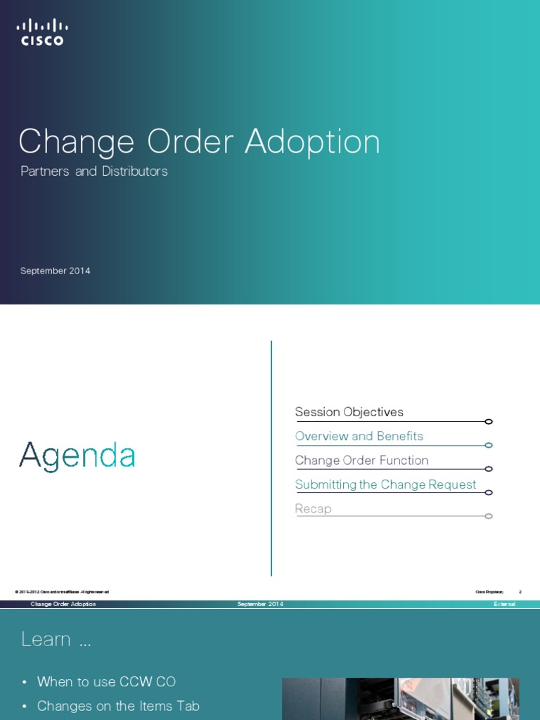 Cisco CCW Change Order Adoption Training For Partners and Distributors ...