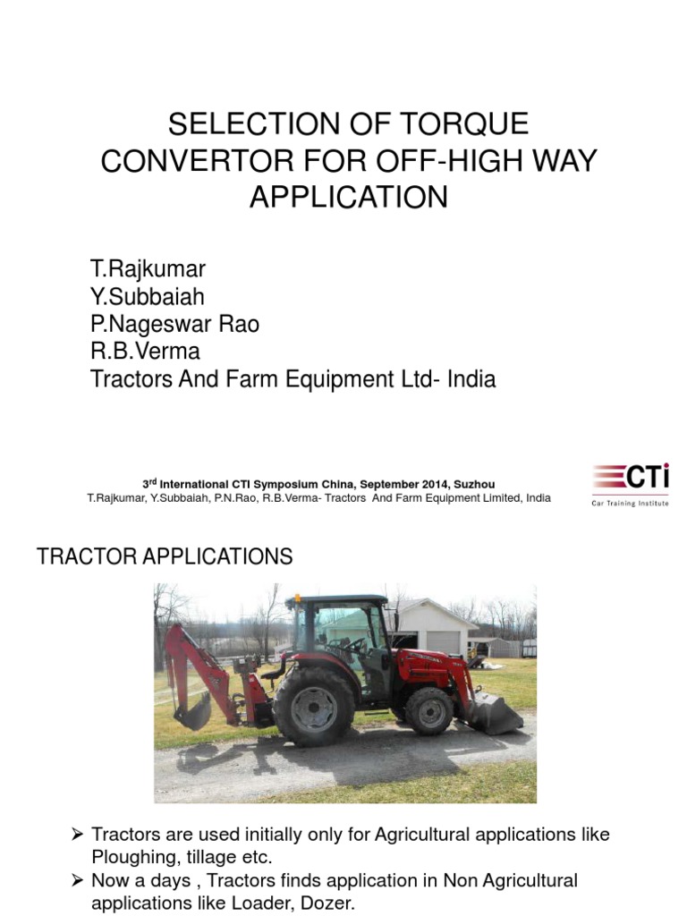 Torque Convertor PPT Cti | PDF | Tractor | Transmission (Mechanics)