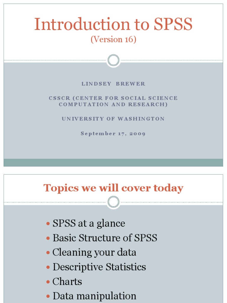 Introduction To SPSS | PDF | Spss | Statistics