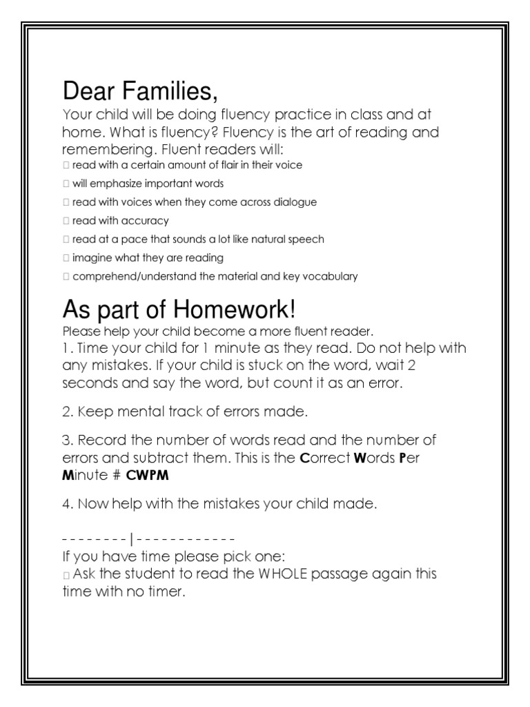 Fluency Practice Guide for Parents | PDF