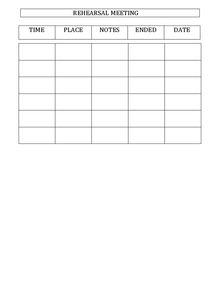 Rehearsal Meeting Schedule and Notes | PDF