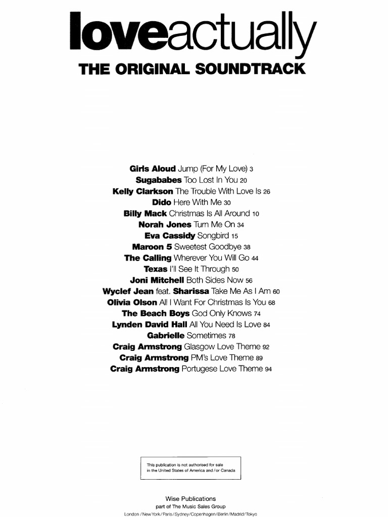 Love Actually Soundtrack Book | PDF