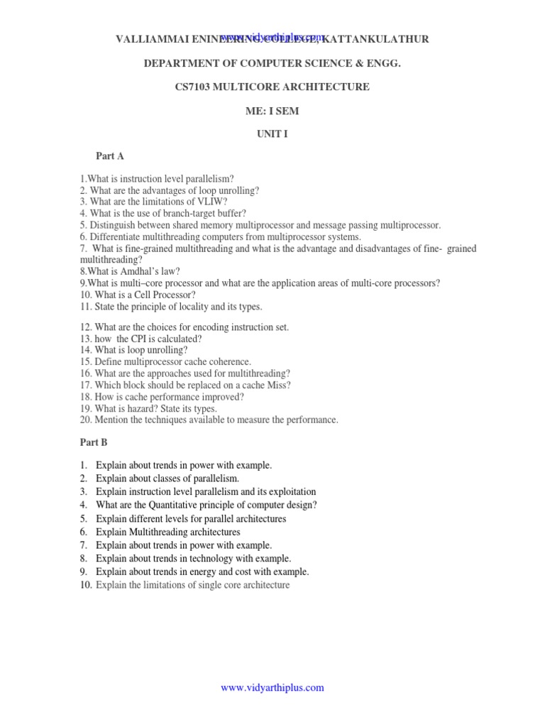 Multicore Question Bank | PDF | Embedded System | Parallel Computing