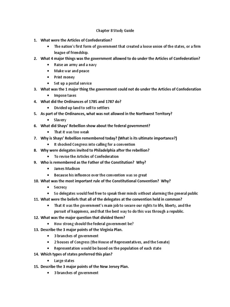 Chapter 8 Study Guide and Answers | PDF | Federal Government Of The ...