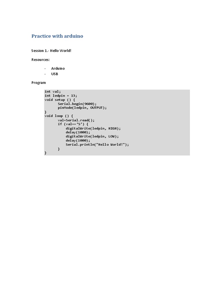 Practice With Arduino Session 1 | PDF
