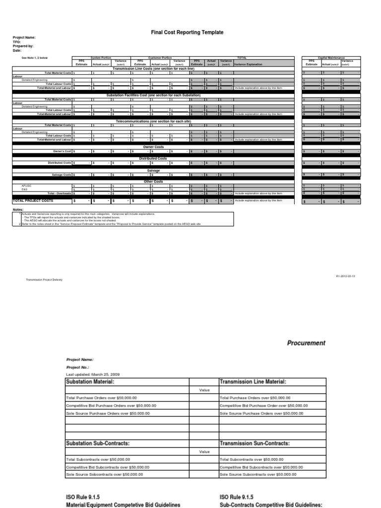 Final Cost Reporting Template | PDF | Procurement | Business