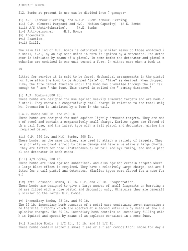 Classification and Marking of Aircraft Bombs | PDF | Fuze | Bomb