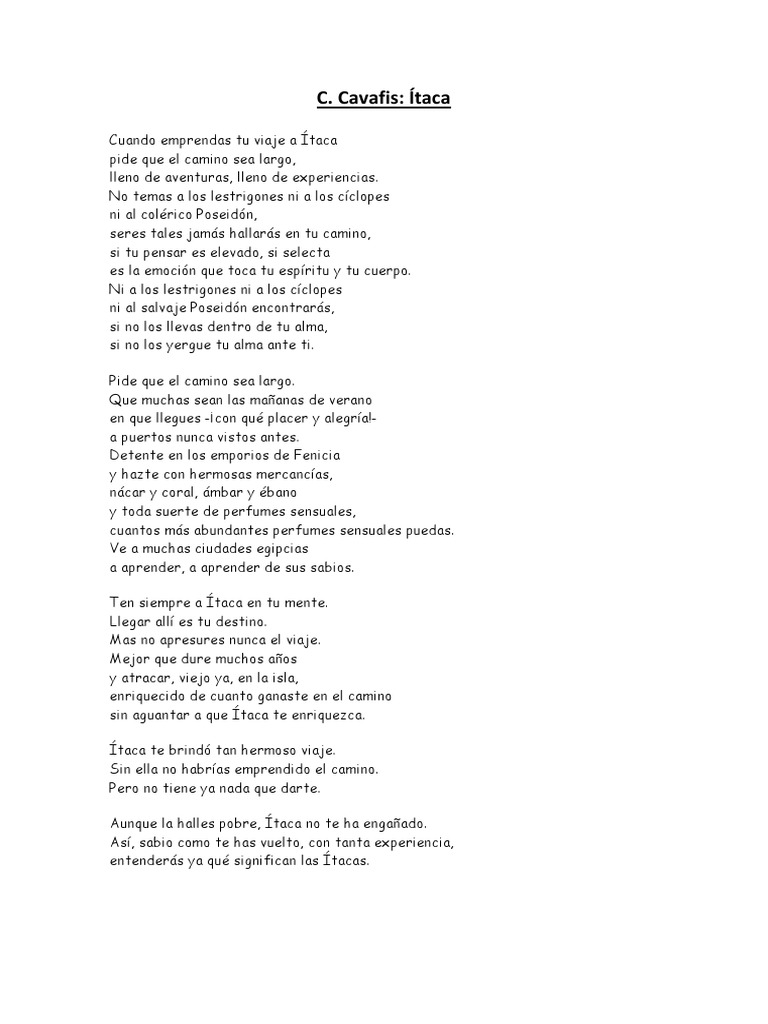 Análisis Ítaca Cavafis | Odiseo | Ficción y literatura