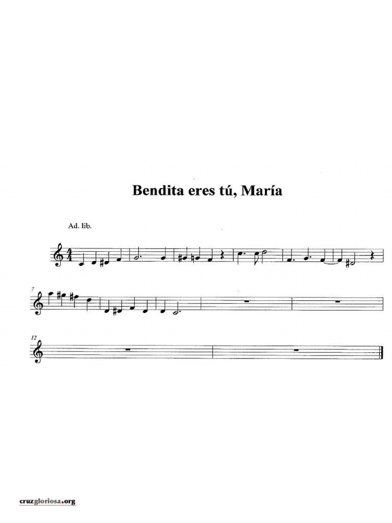 Bendita Eres Tu Maria Partitura Violin | PDF