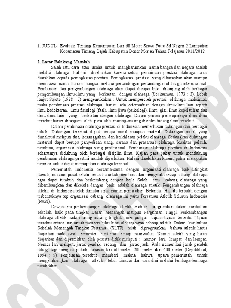 Contoh Proposal Skripsi | PDF | Olahraga & Rekreasi