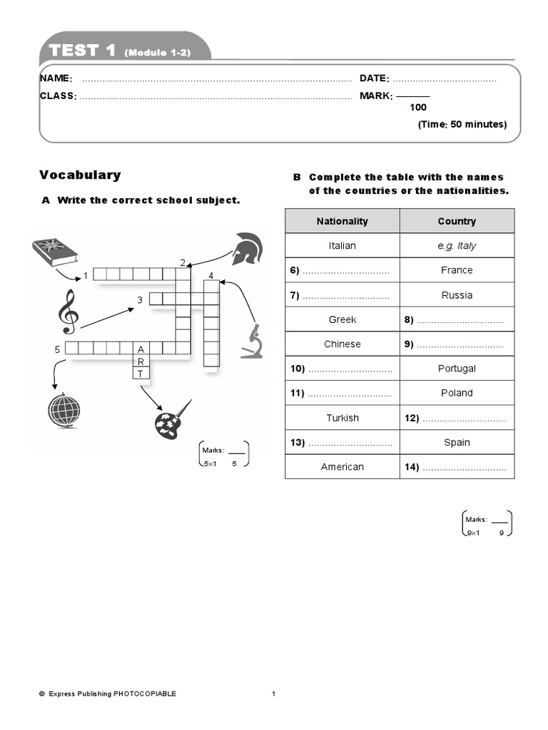 Spark 1 INT Test 1 | PDF | Linguistics | Linguistic Typology