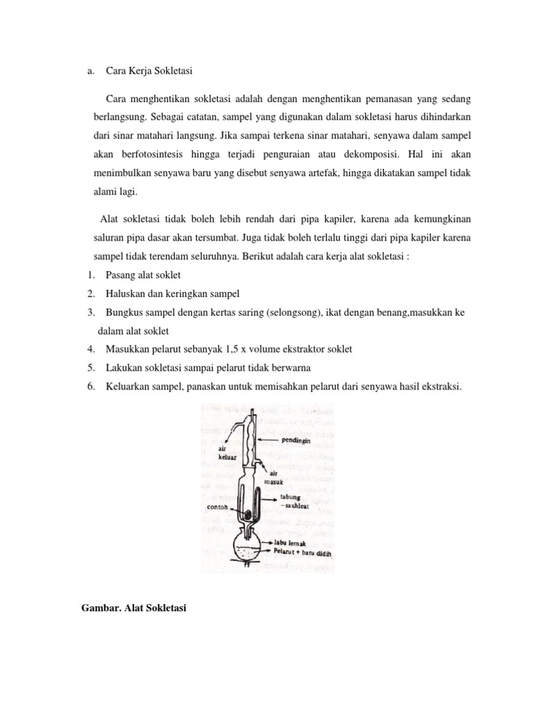 Cara Kerja Sokletasi | PDF