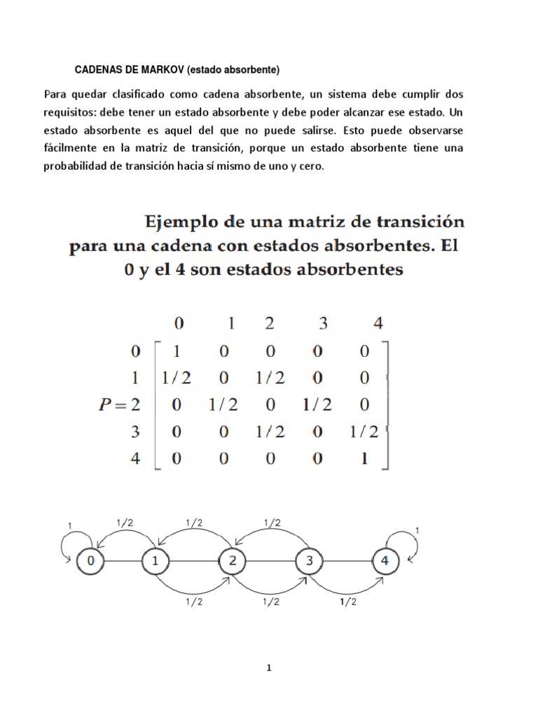 Cadenas de Markov Absorbentes | PDF | Cadena Markov | Matriz (Matemáticas)