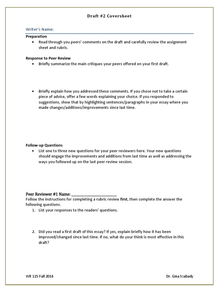 Draft #2 Cover Sheet | PDF