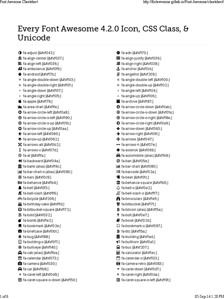 Font Awesome Cheatsheet | PDF | Typography | Text