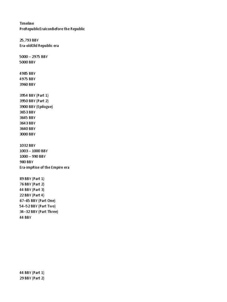 Star Wars Books Timeline and Order | PDF | Sith | Star Wars