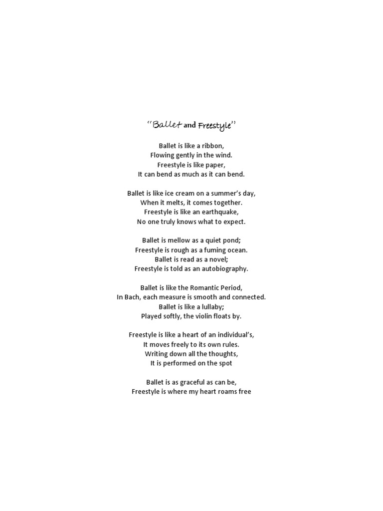 Ballet vs. Freestyle: A Poetic Contrast | PDF