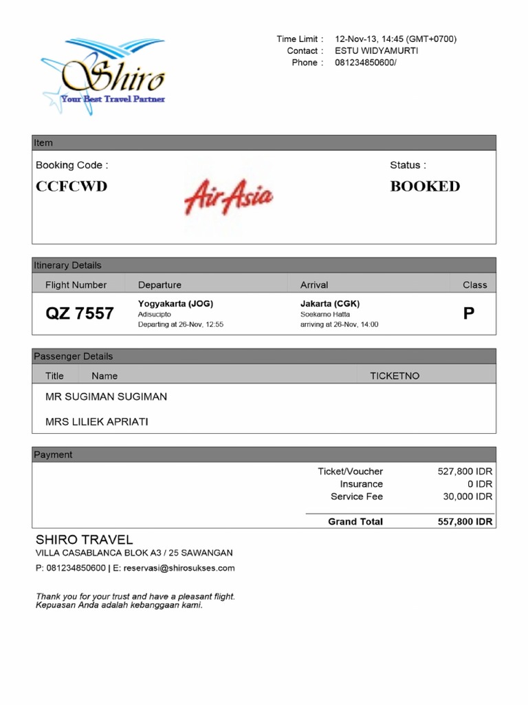 Airasia CCFCWD Invoice | PDF