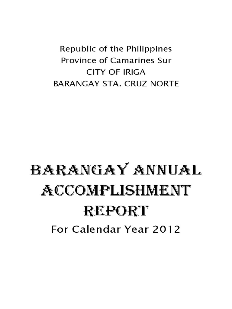 Barangay Annual Accomplishment Report 2012 | Government | Politics