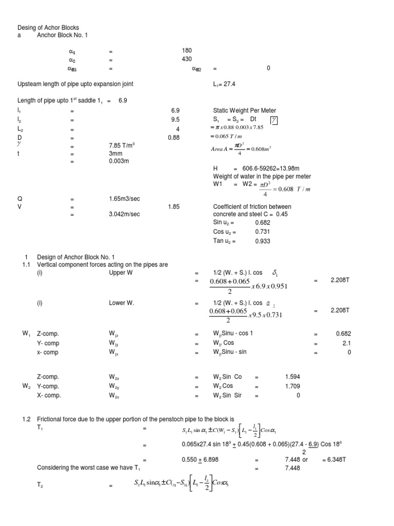 Design of Anchor Block | PDF | Chemical Engineering | Applied And ...