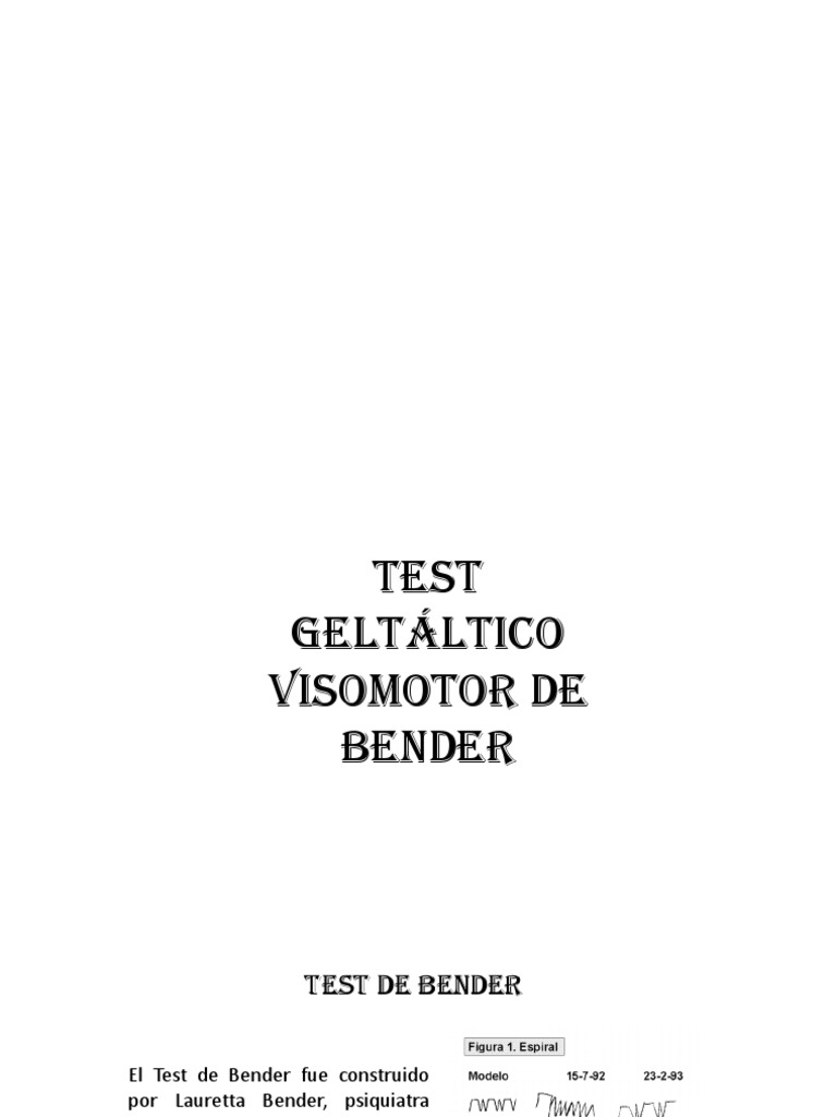 Test Gestáltico de Bender: Aplicación y Análisis | PDF | Sicología ...