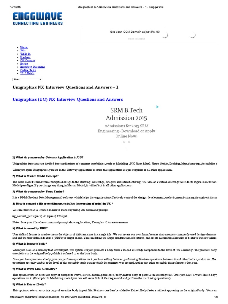 Unigraphics NX Interview Questions and Answers | PDF | Computing | Software