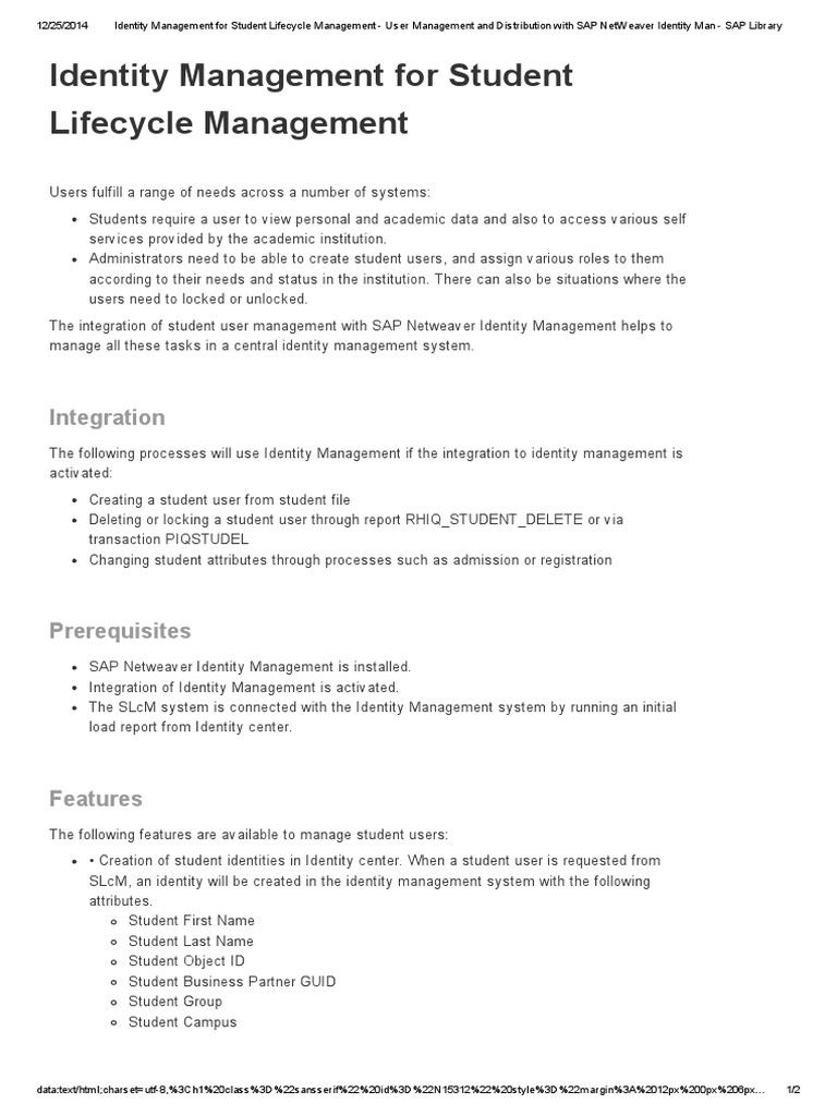 Identity Management For Student Lifecycle Management - User Management ...