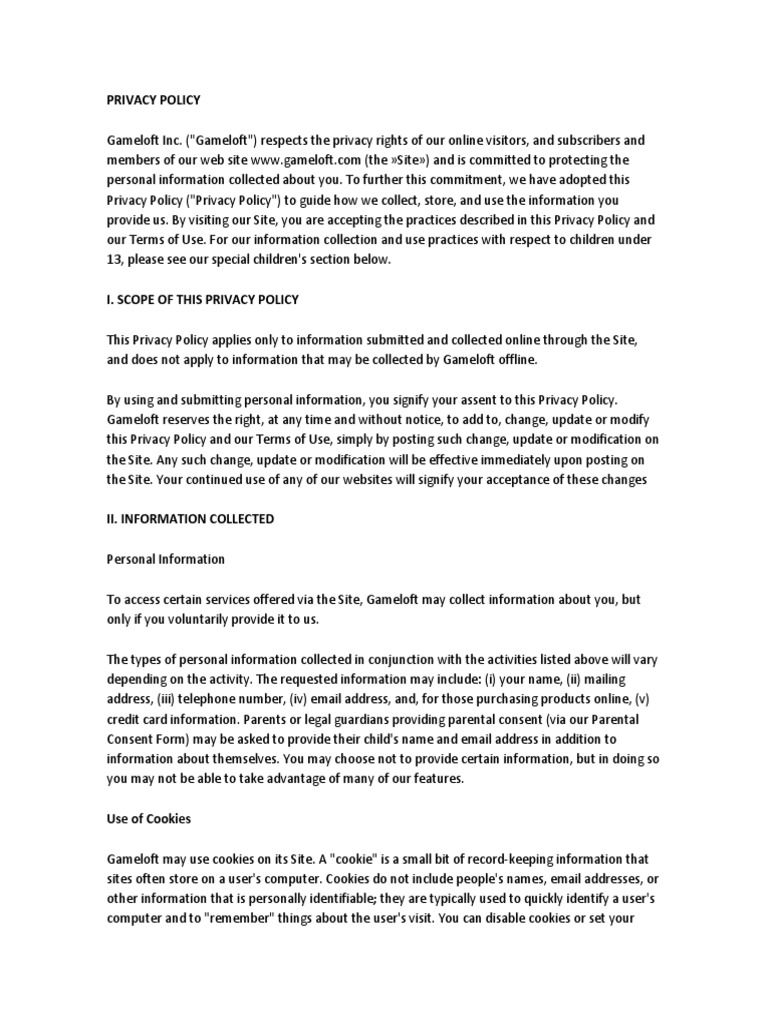 Privacy Policy Sample | PDF | Http Cookie | Personally Identifiable ...