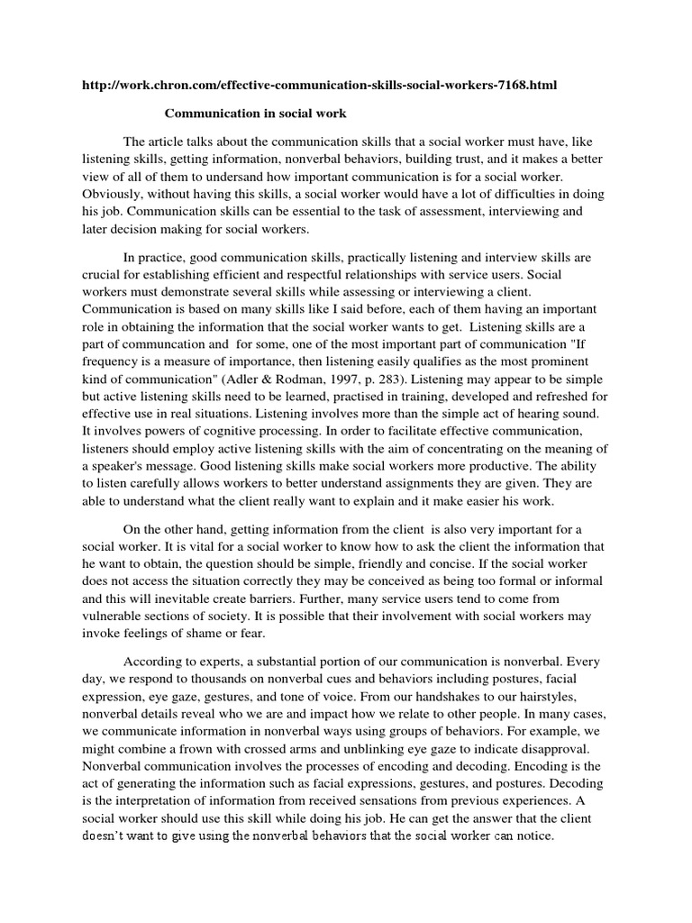Communication in Social Work | PDF | Nonverbal Communication ...