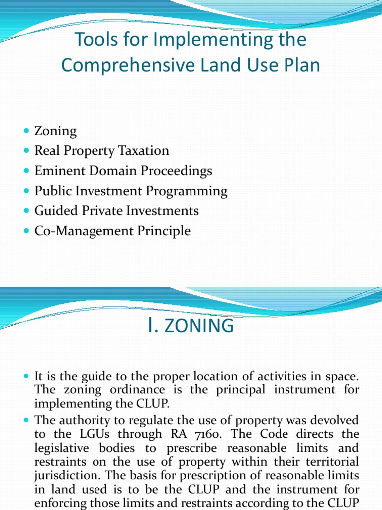 Tools For Implementing The Comprehensive Land Use Plan Pdf Zoning