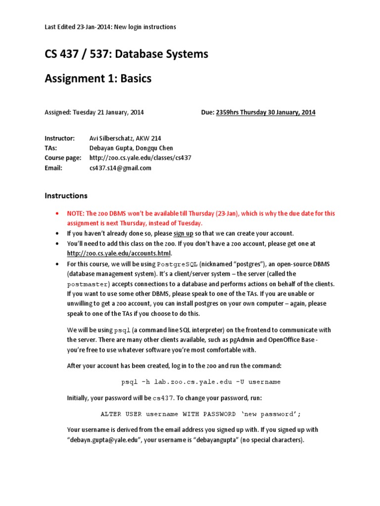 Assignment 1 | PDF | Postgre Sql | Databases