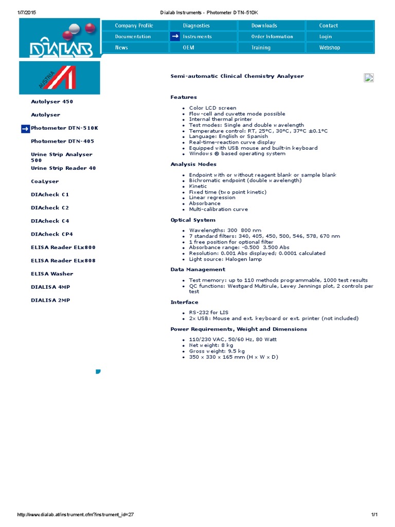Dialab Autolyser 450 Overview | PDF