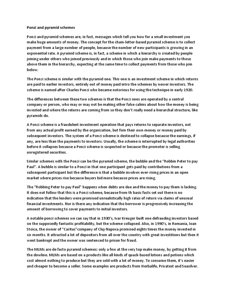 Ponzi vs Pyramid Schemes Explained | PDF | Ponzi Scheme | Money