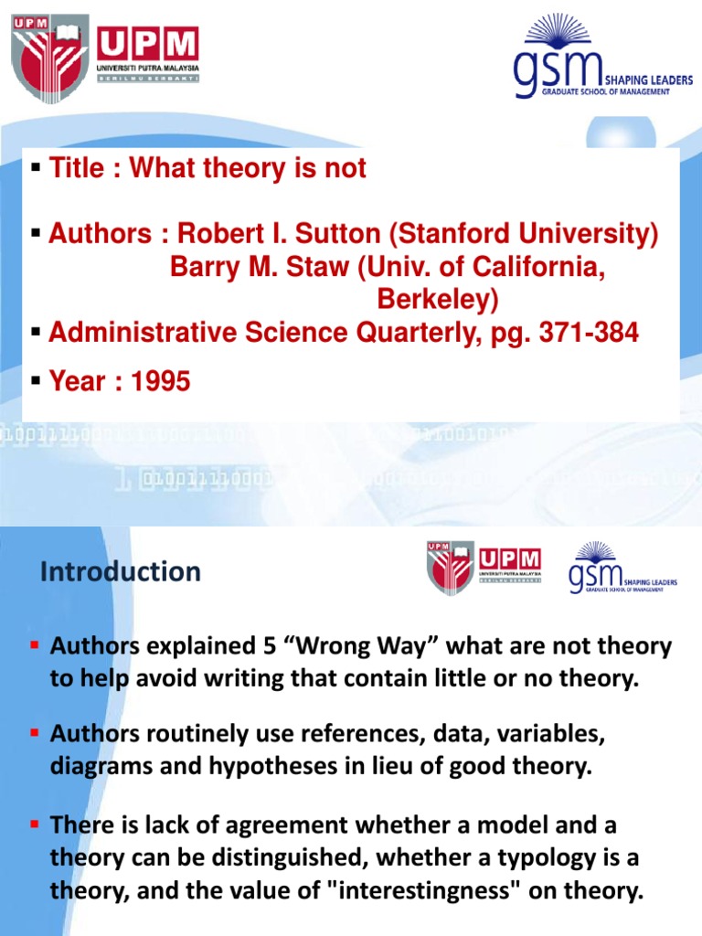What Theory Is Not - Sutton and Staw (1995) | PDF | Hypothesis ...